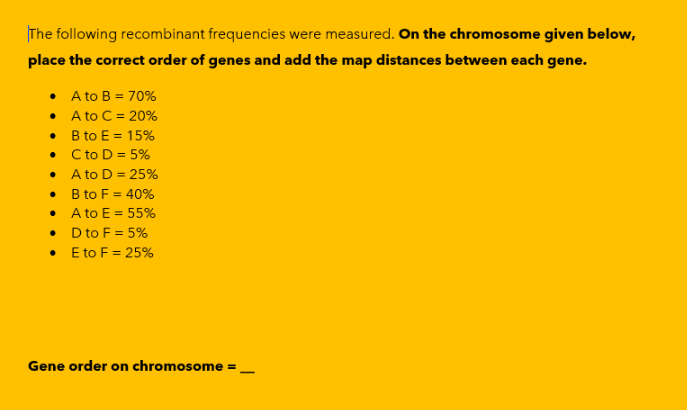 Solved The following recombinant frequencies were measured. | Chegg.com