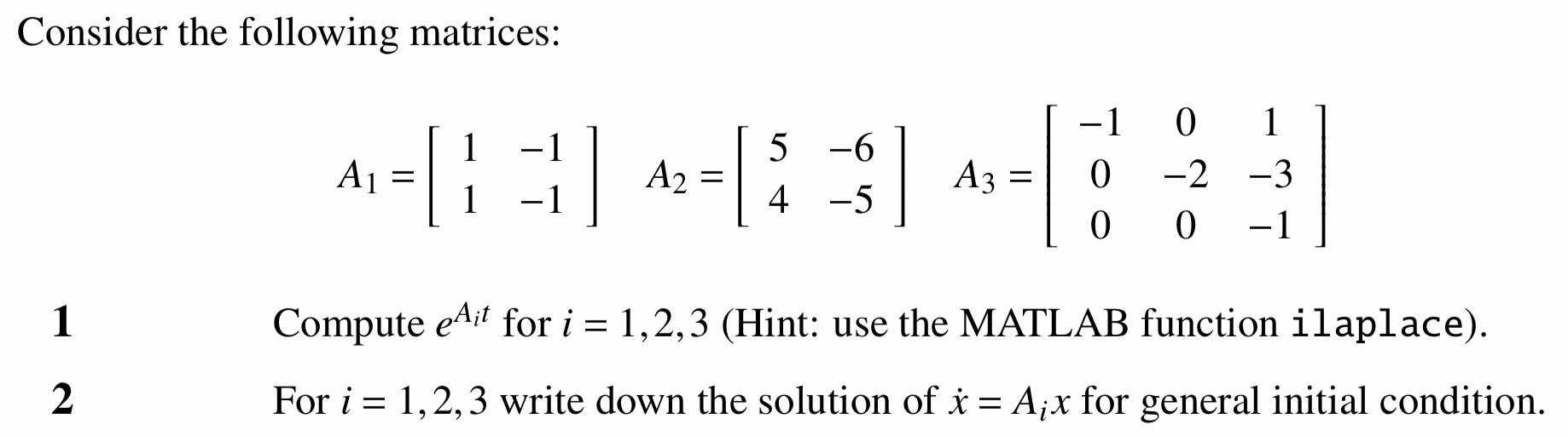 Solved Consider the following matrices: | Chegg.com