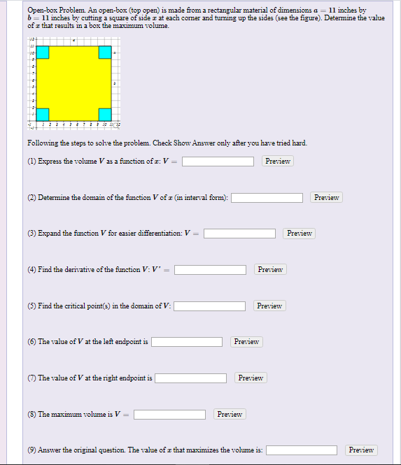 Solved Open-box Problem. An open-box (top open) is made from | Chegg.com
