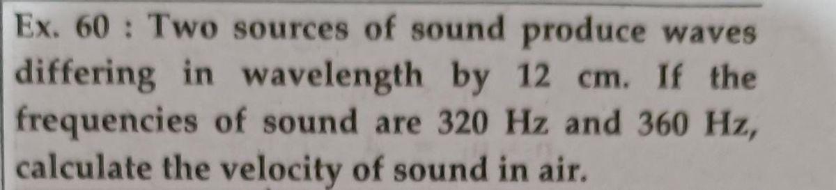 Solved Ex. 60 : Two sources of sound produce waves differing | Chegg.com