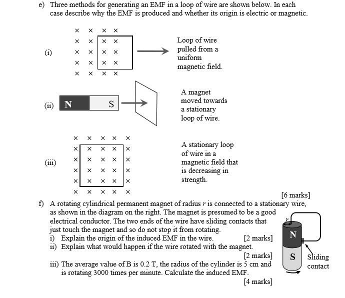 Solved e) Three methods for generating an EMF in a loop of | Chegg.com