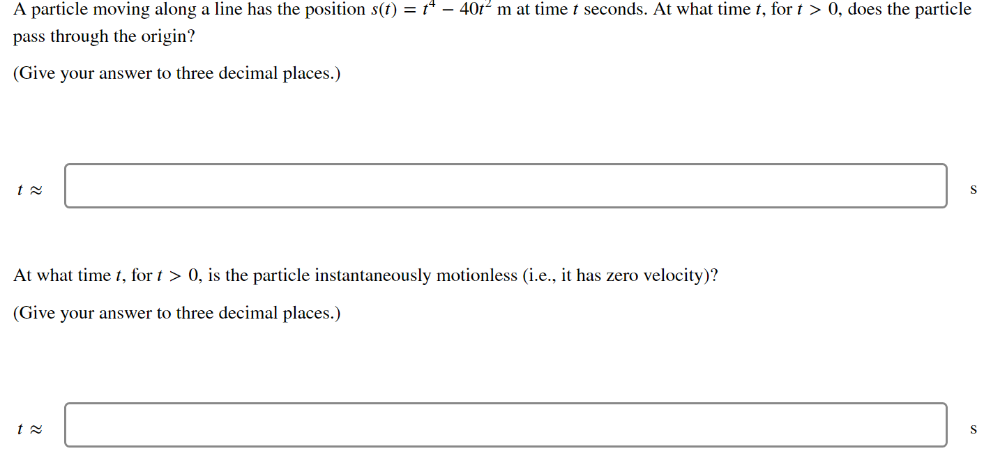 Solved A particle moving along a line has the position | Chegg.com