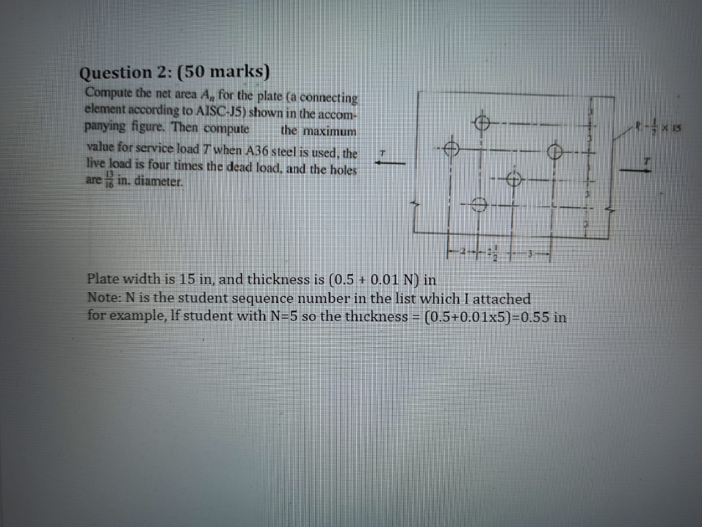 Solved Question 2: (50 marks) Compute the net area A, for | Chegg.com