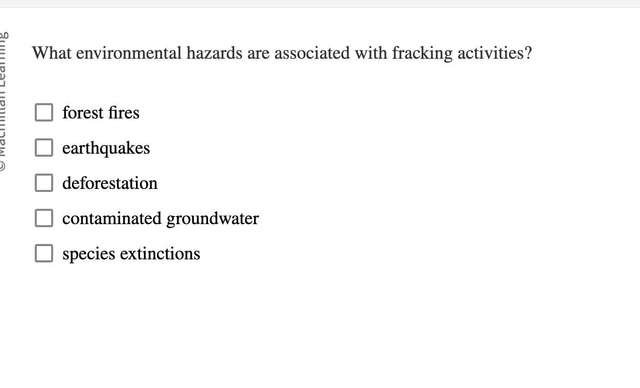 Solved What environmental hazards are associated with | Chegg.com