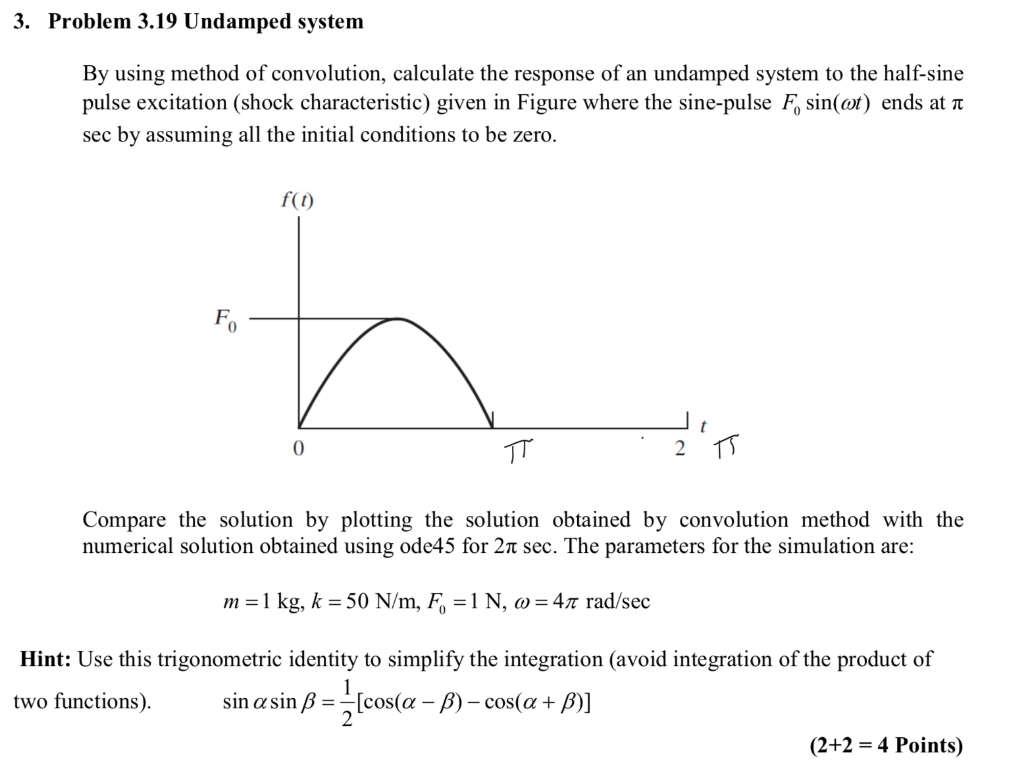 Solved 3. Problem 3.19 Undamped system By using method of | Chegg.com