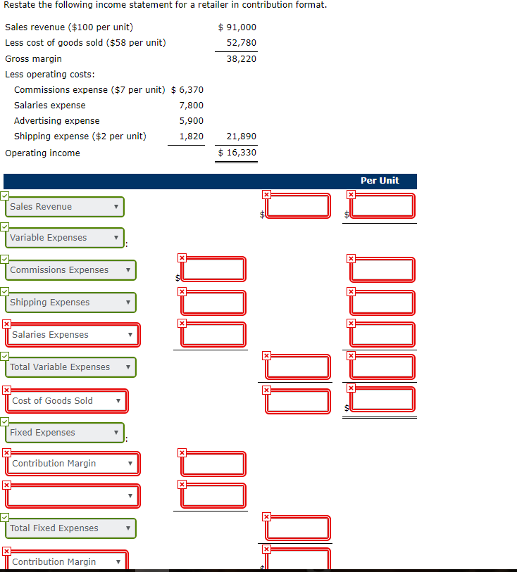 Solved Restate the following income statement for a retailer | Chegg.com