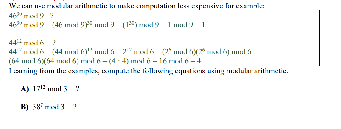 Solved We Can Use Modular Arithmetic To Make Computation 3709