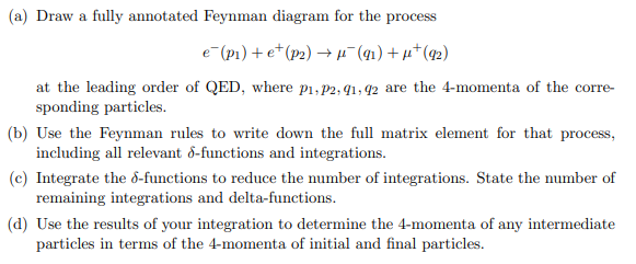 Solved (a) Draw a fully annotated Feynman diagram for the | Chegg.com