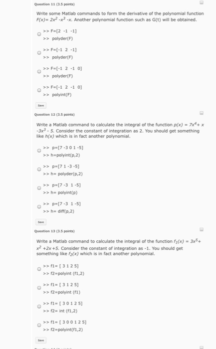Solved 1105 Points Write Some Matlab Commands To Form The 4311