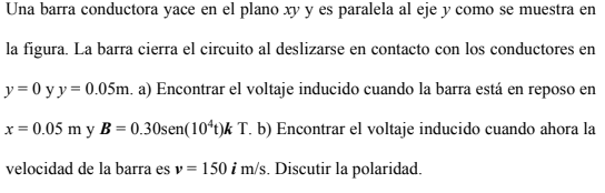 Solved Una barra conductora yace en el plano xy y es | Chegg.com