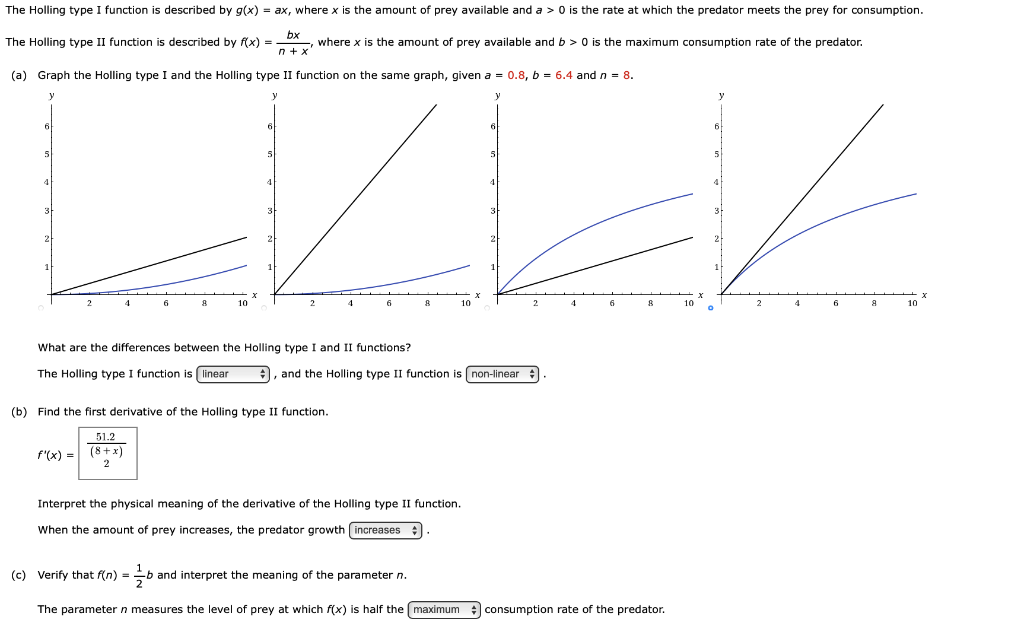 Solved The Holling type I function is described by g(x) = | Chegg.com