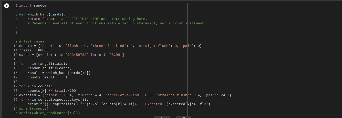 Solved Part 2: Three-Card Poker (10 points) Complete the | Chegg.com