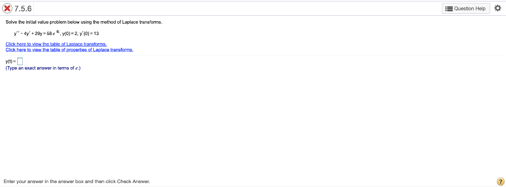 Solved X 7.5.6 Question Help Solve the initial value problem | Chegg.com