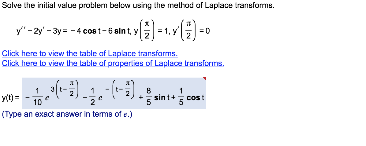Solved Solve the initial value problem below using the | Chegg.com