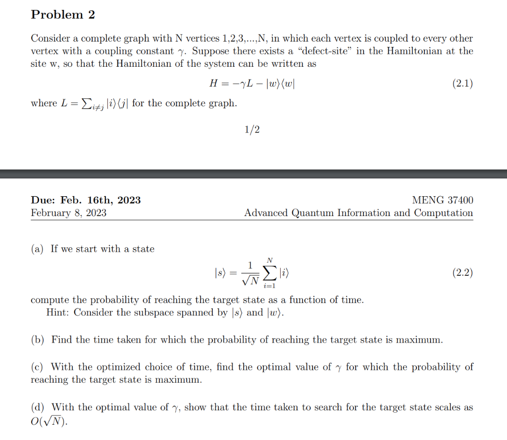 Consider a complete graph with N vertices 1,2,3,…,N, | Chegg.com