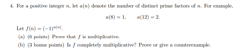 Solved a(8)=1,a(12)=2. Let f(n)=(−1)a(n). (a) (6 points) | Chegg.com