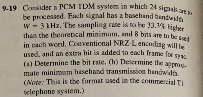 Solved Consider a PCM TDM system in which 24 signals be | Chegg.com