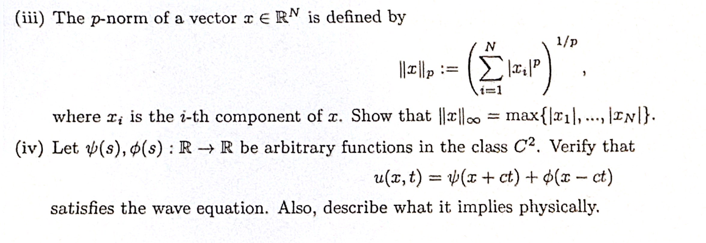 Solved (iii) ﻿The p-norm of a vector xinRN ﻿is defined | Chegg.com