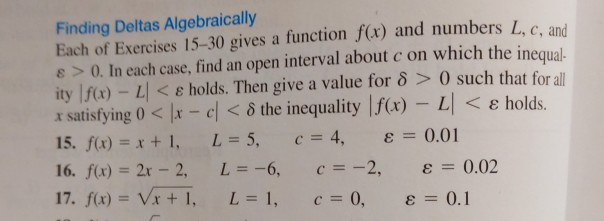 Solved Finding Deltas Algebraically Each of Exercises 15-30 | Chegg.com