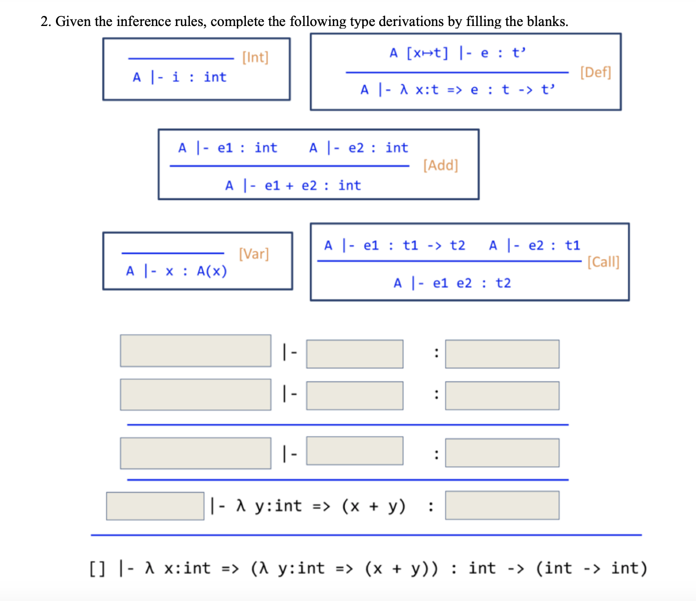 Given the inference rules, complete the following | Chegg.com