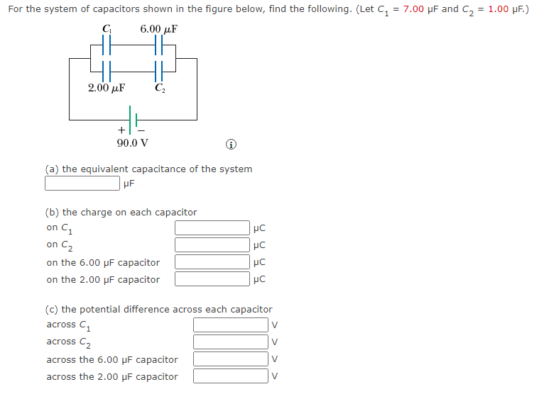 Solved For the system of capacitors shown in the figure | Chegg.com
