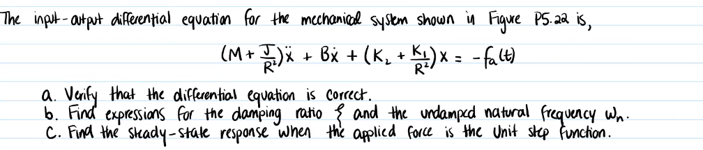 The input-output differential equation for the | Chegg.com