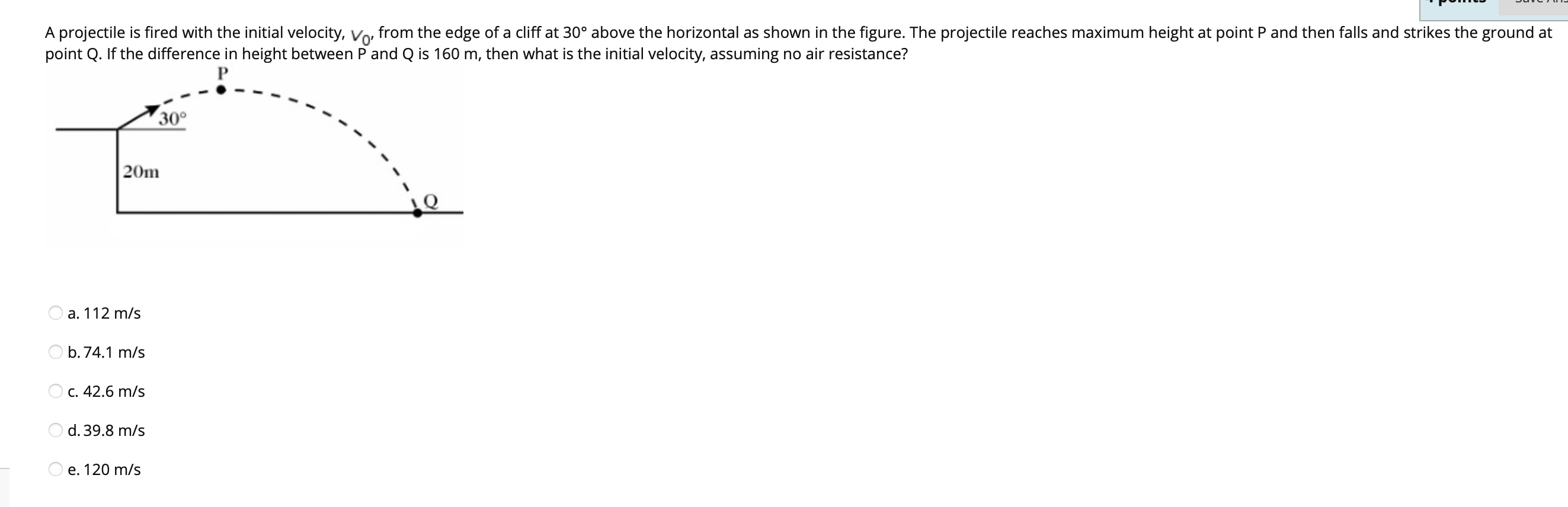 Solved A projectile is fired with the initial velocity, Vo, | Chegg.com