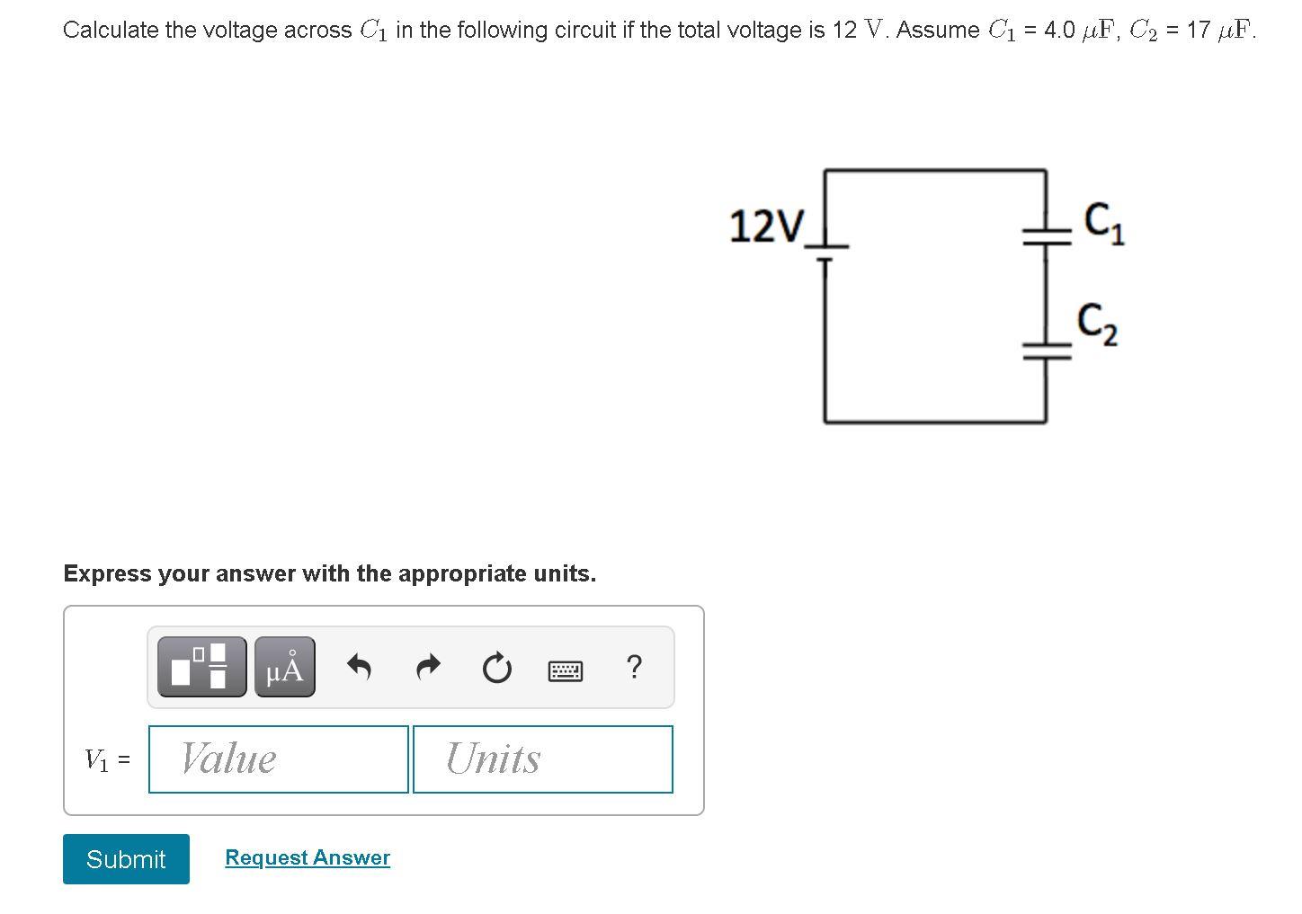 Solved Calculate the voltage across C1 in the following | Chegg.com