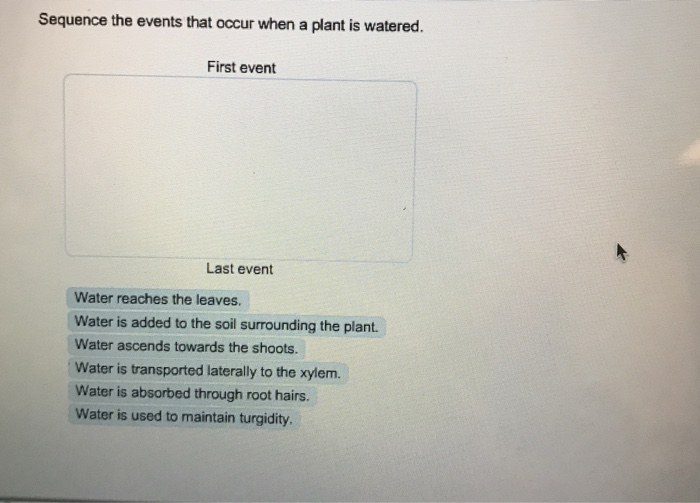 Solved Sequence the events that occur when a plant is | Chegg.com