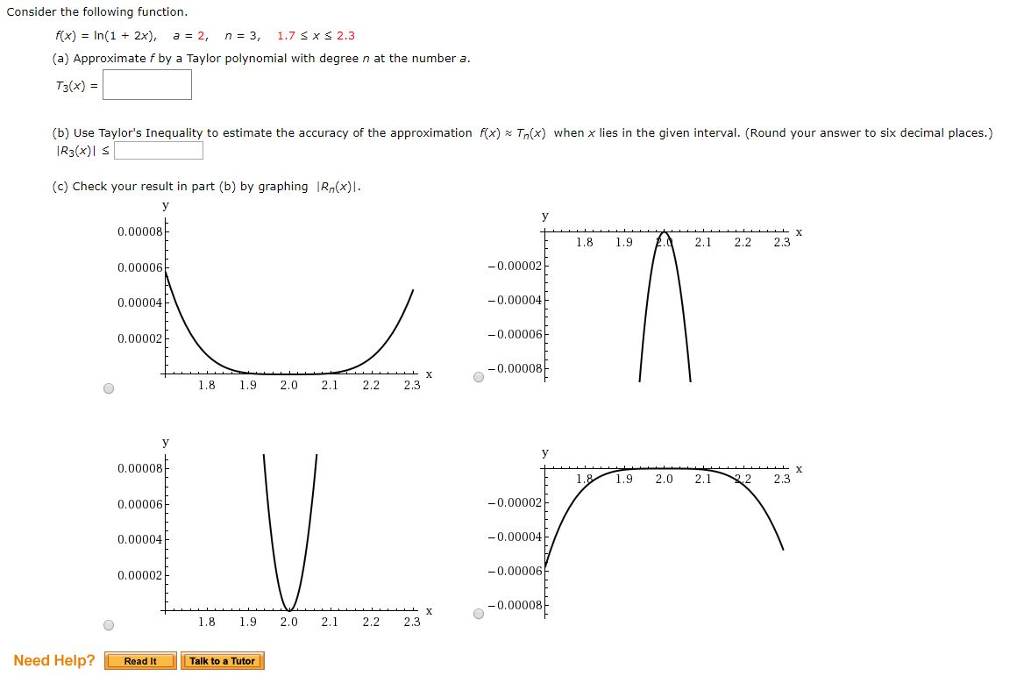 Solved Consider the following function #x)=ln(1+2x), a= 2, | Chegg.com