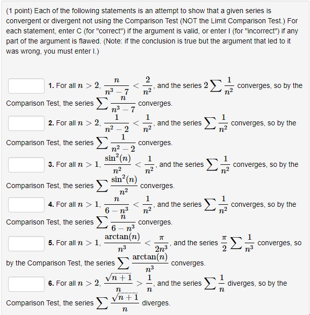 Solved (1 point) Each of the following statements is an | Chegg.com