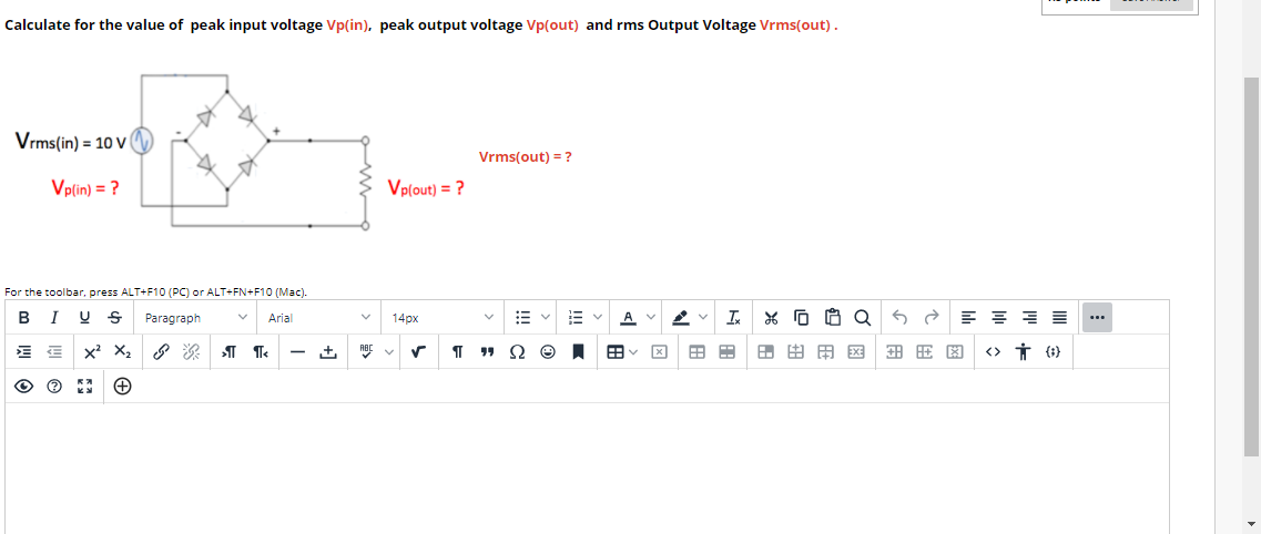 Solved Calculate for the value of peak input voltage Vp(in), | Chegg.com