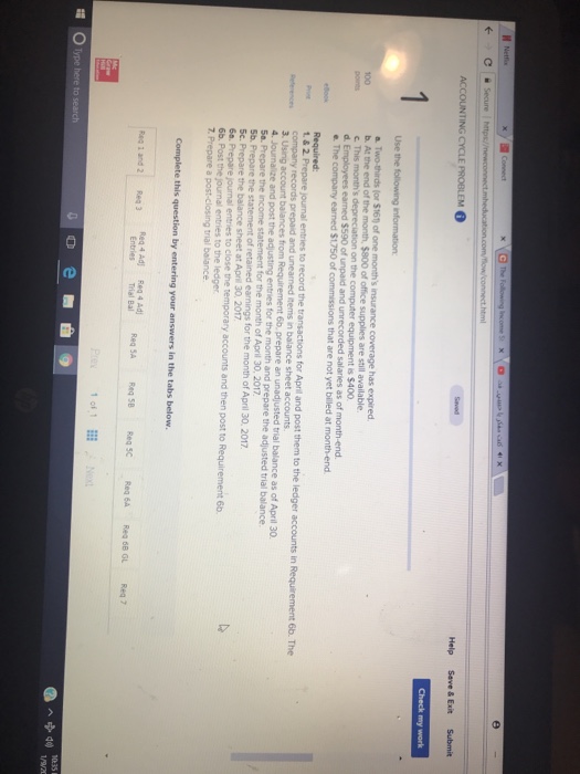 Solved Accounting Cycle Problem 6 Help Saveand Exi Submit 3200
