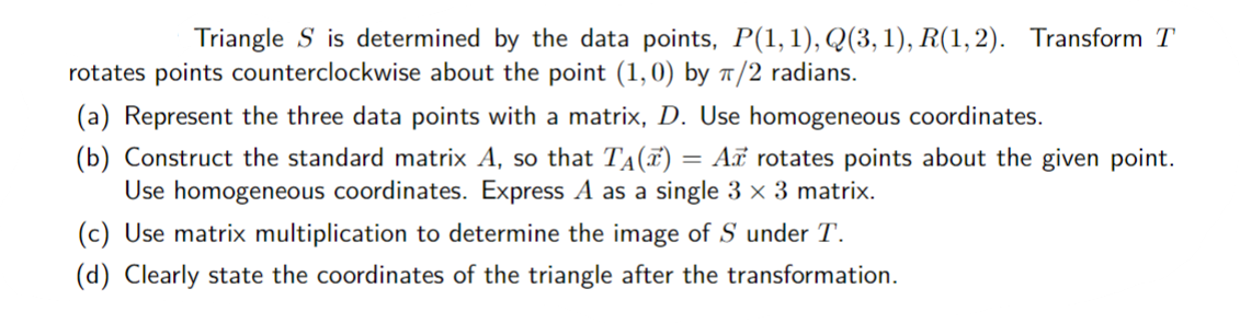 Solved Triangle S is determined by the data points, | Chegg.com