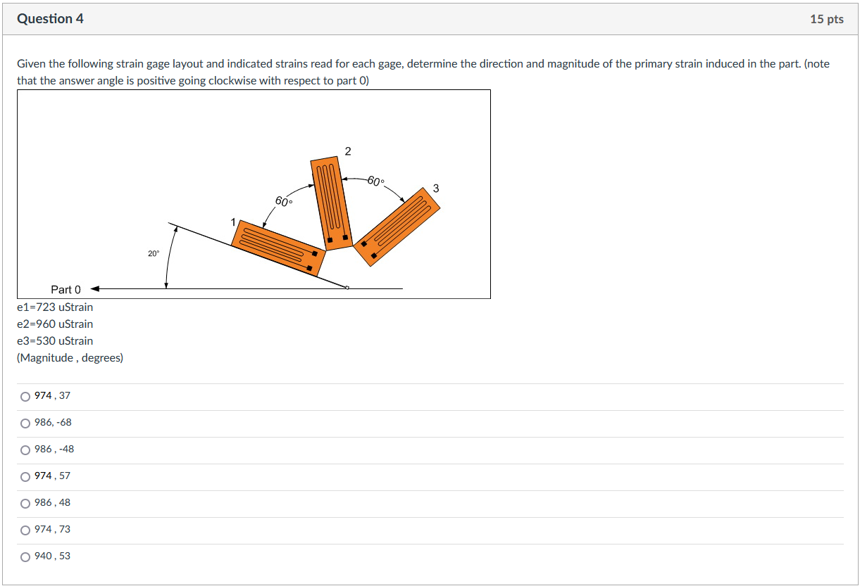 Solved Given the following strain gage layout and indicated | Chegg.com
