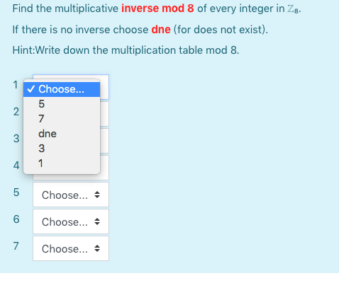 Solved Find the multiplicative inverse mod 8 of every | Chegg.com