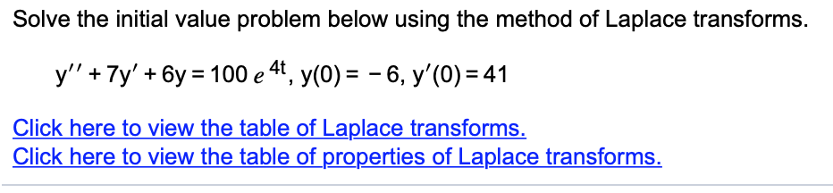 Solved Solve the initial value problem below using the | Chegg.com