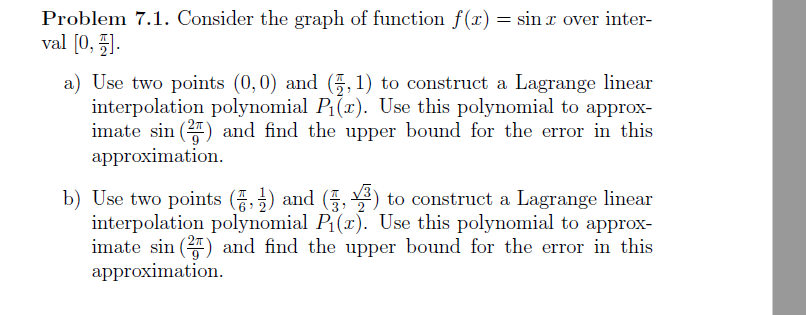 Solved Problem 7.1. Consider the graph of function f(x)=sinx | Chegg.com