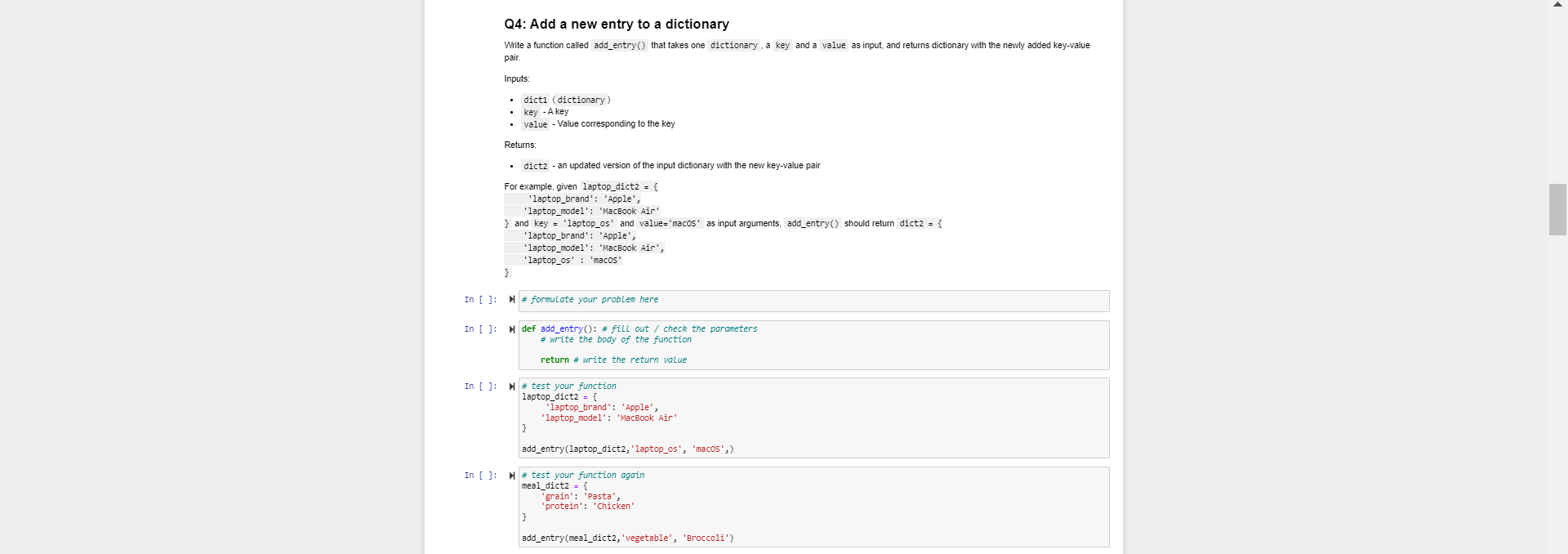 Solved In [ ]: In [ ]: In [ ]: In [ ]: Q1: Create a | Chegg.com