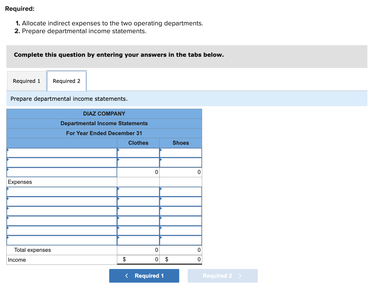 Solved Diaz Company is a retail store with two operating | Chegg.com