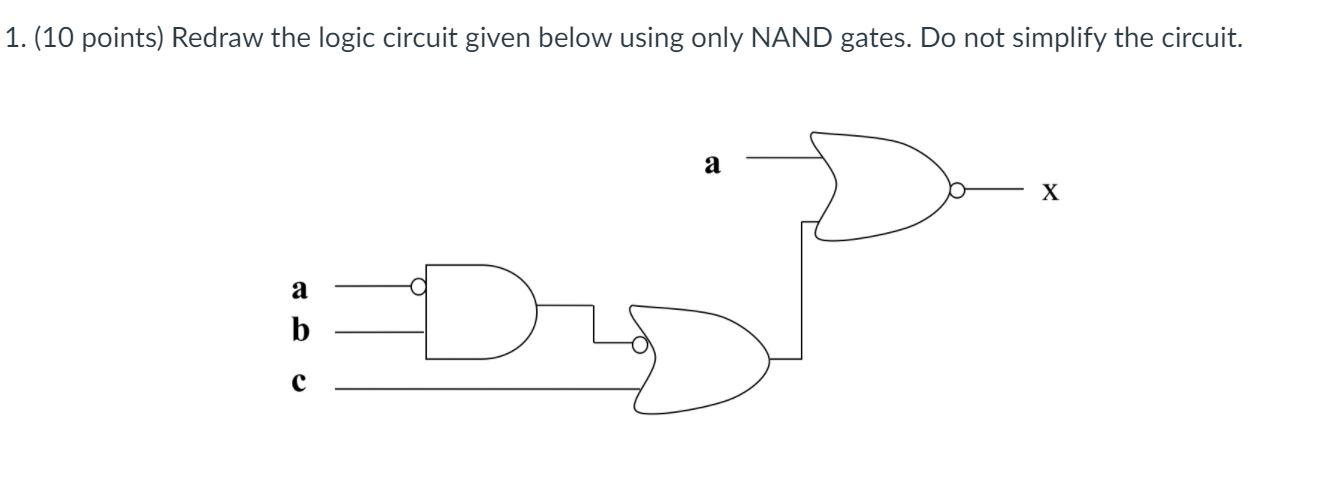 Solved 1. (10 points) Redraw the logic circuit given below | Chegg.com