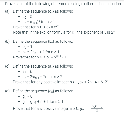 Solved Exercise 7.5.3 Proving explicit formulas for | Chegg.com