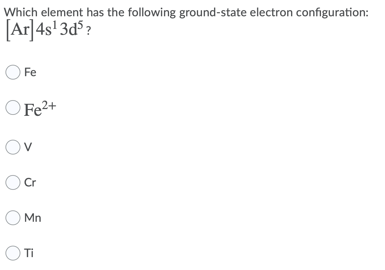 Solved Which Element Has The Following Ground State Electron