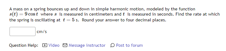 Solved A mass on a spring bounces up and down in simple | Chegg.com