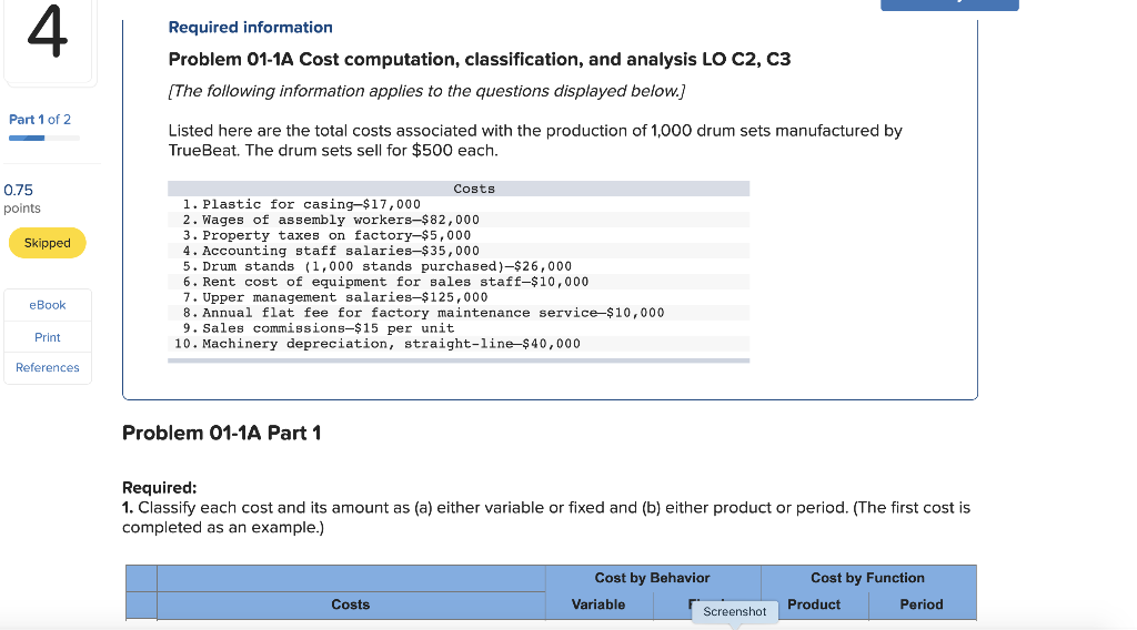 Solved Required information Problem 01-1A Cost computation, | Chegg.com