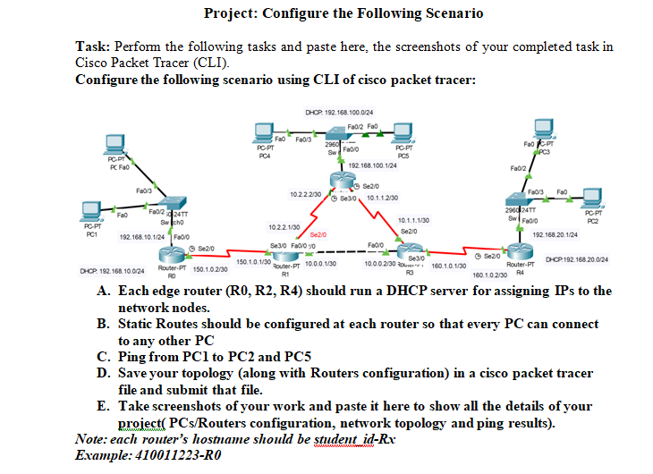 Project: Configure the Following Scenario Task: | Chegg.com