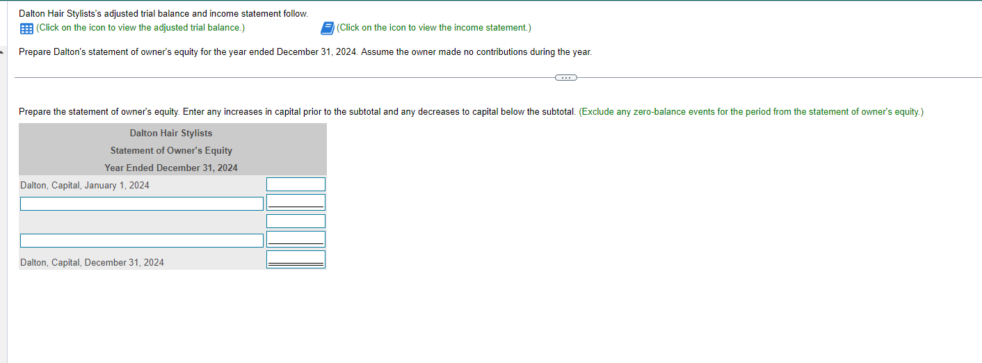 Solved Income Statement Year Ended December 31, 2024 | Chegg.com