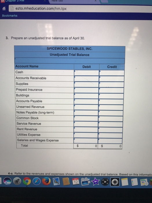 Solved Complete unadjusted trial balance and find | Chegg.com