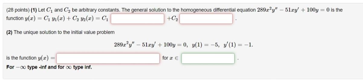 Solved (28 points) (1) Let C and C, be arbitrary constants. | Chegg.com