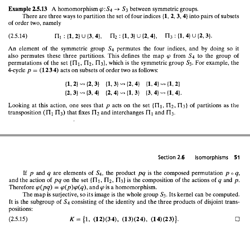 Solved Example 2.5.13 A homomorphism :S4 → S3 between | Chegg.com